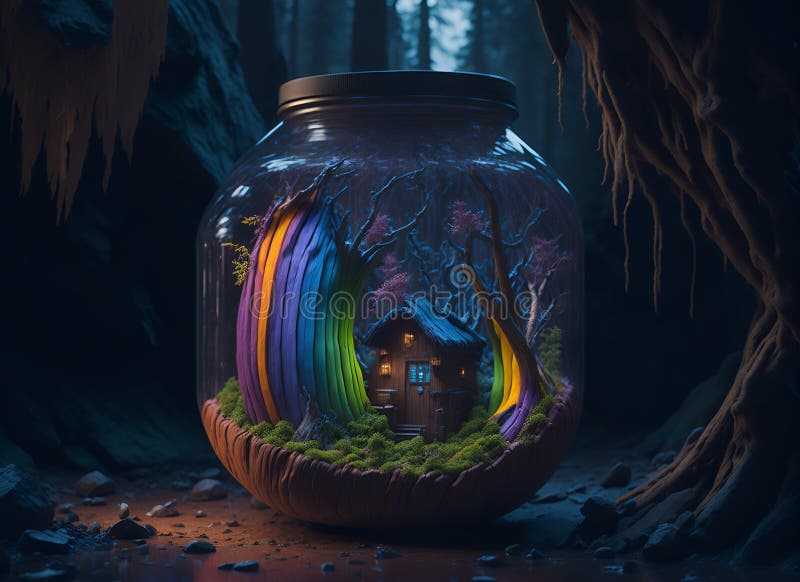 A house in a jar stock illustration. Illustration of night - 277442058