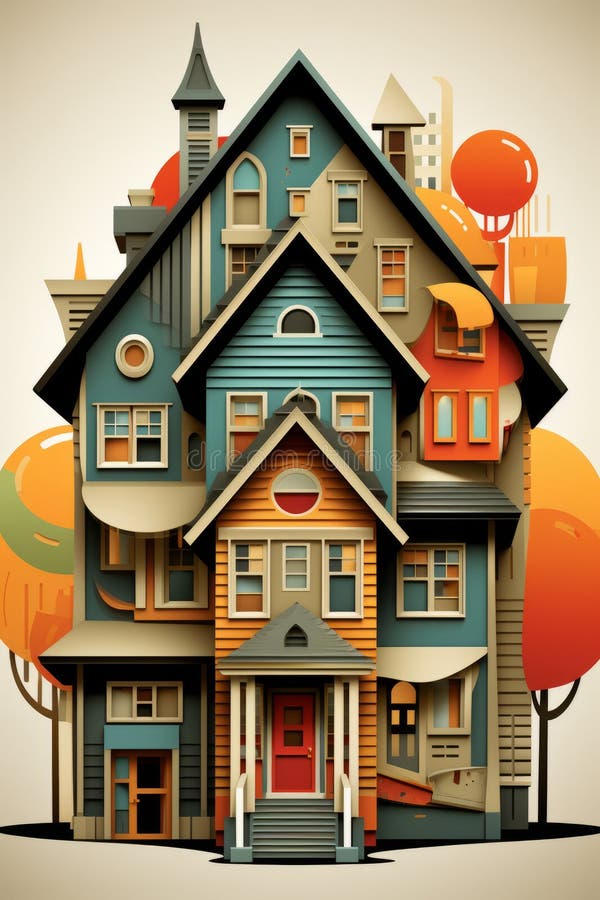 An Illustration of a House with Lots of Windows Stock Illustration ...