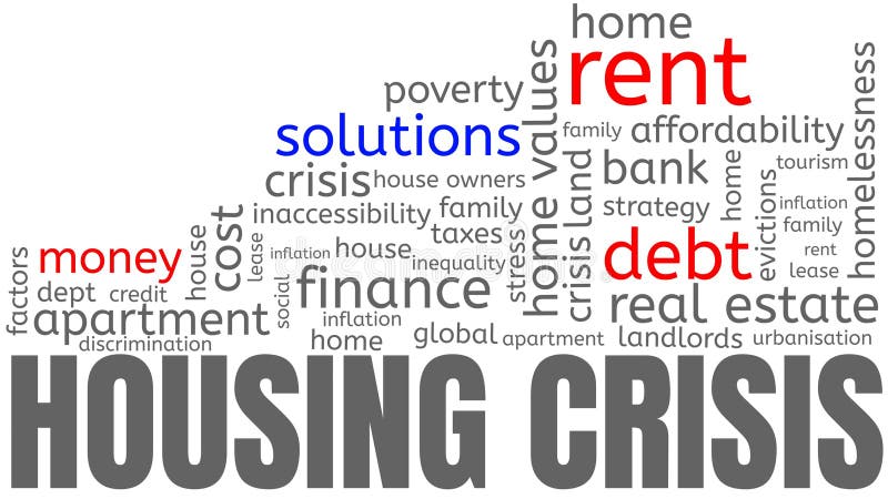 Illustration of a Housing Crisis Word Cloud Concept, Isolated on White ...