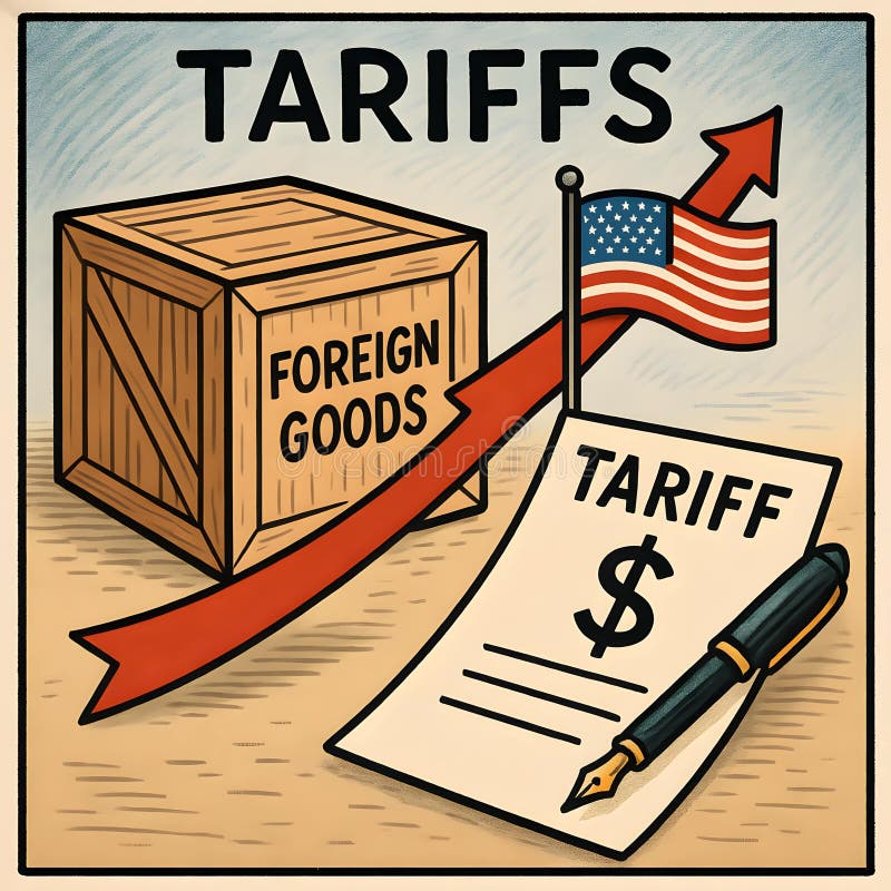 An Illustration of How Tariffs Work Stock Illustration - Illustration ...