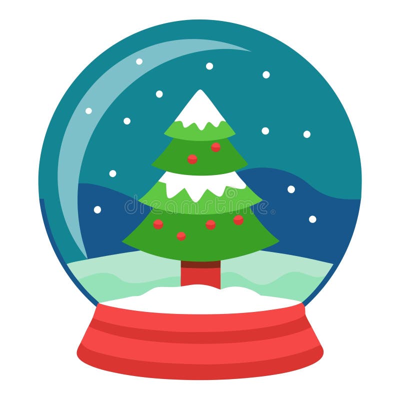 Illustration of Hristmas Snow Globe with Christmas Tree and Snow Inside ...