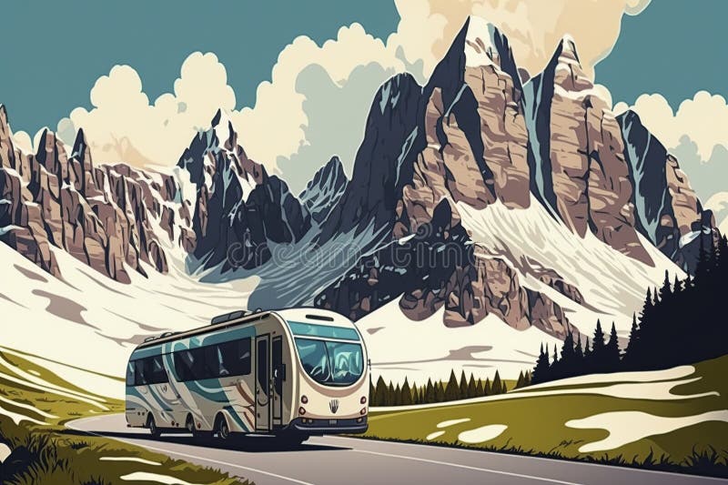 Illustration, Huge Mountains of the Italian Alps ,generative Ai Stock ...