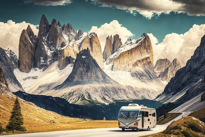 Illustration, Huge Mountains of the Italian Alps ,generative Ai Stock ...