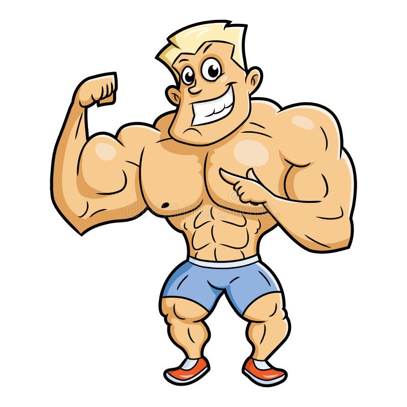 Man Bodybuilder Funny Smiling Character Steroids Stock Illustrations ...