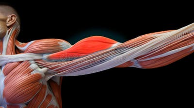 Illustration of Human Arm Muscles with Highlighted Bulging Bicep Stock ...