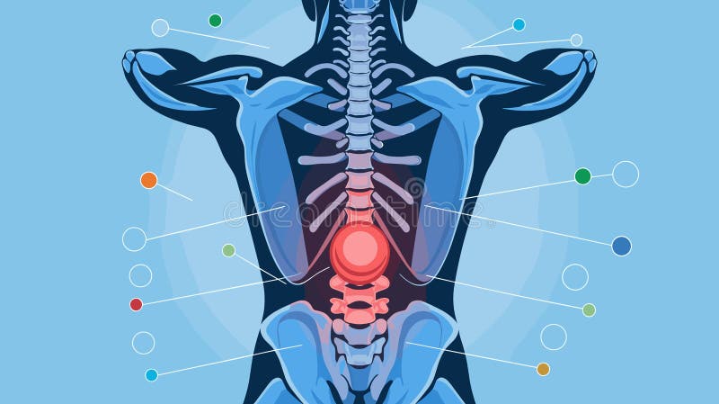 An Illustration of a Human Back with a Red Circle Marking a Herniated ...