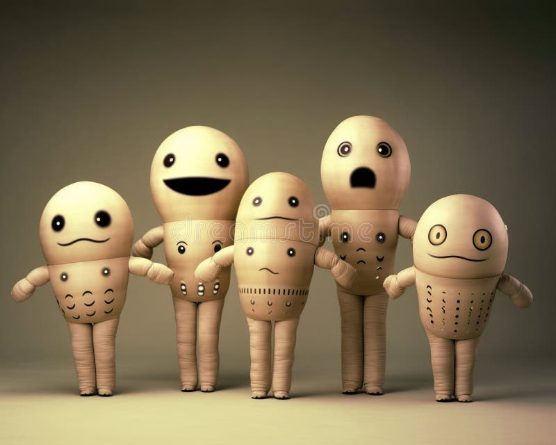 Illustration of Human Bodies with Face Emojis Stock Illustration ...