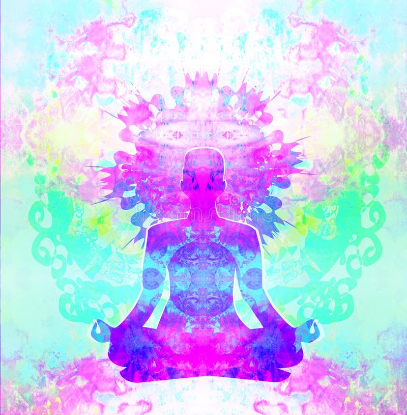 Illustration of a Human Body in Lotus Pose - Meditating Person Stock ...