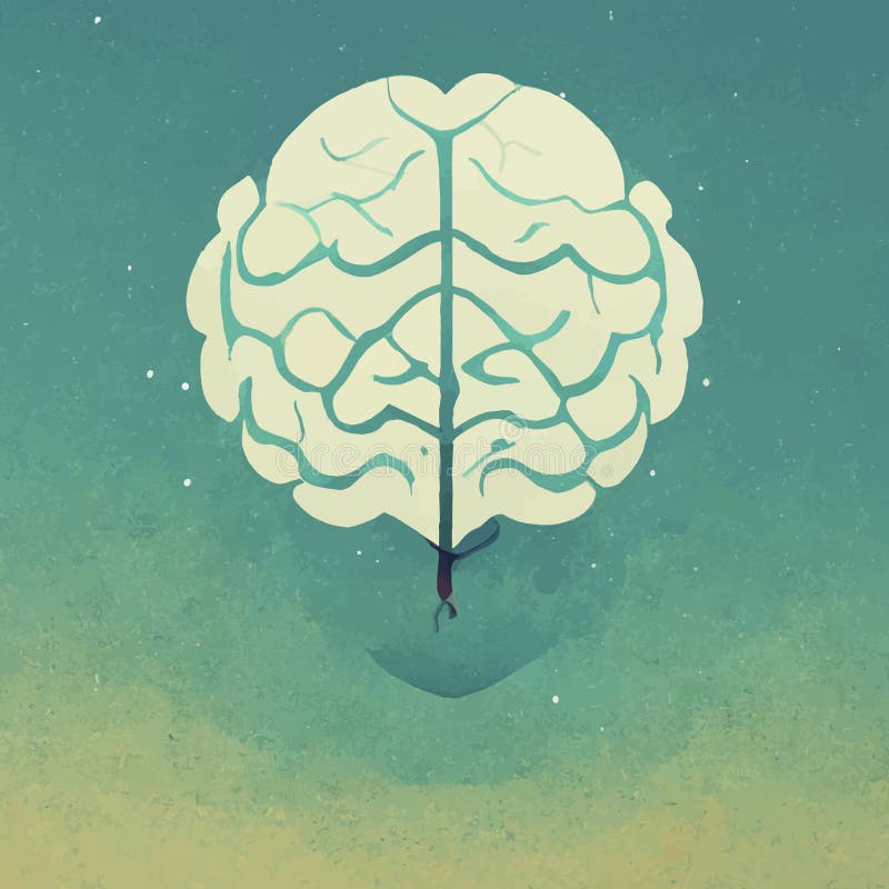 Illustration of the Human Brain. Blue 2d Illustration of the Human ...