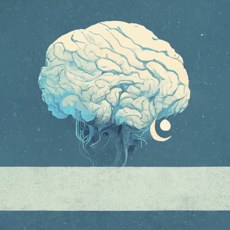 Illustration of the Human Brain. Blue 2d Illustration of the Human ...