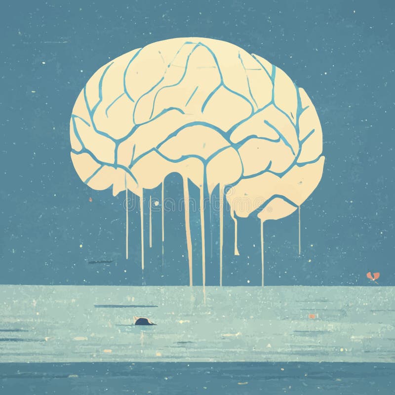 Illustration of the Human Brain. Blue 2d Illustration of the Human ...