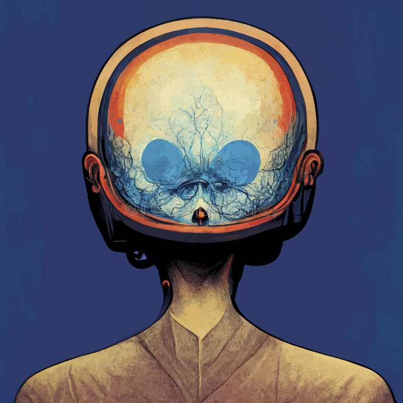 Illustration of the Human Brain. Blue 2d Illustration of the Human ...