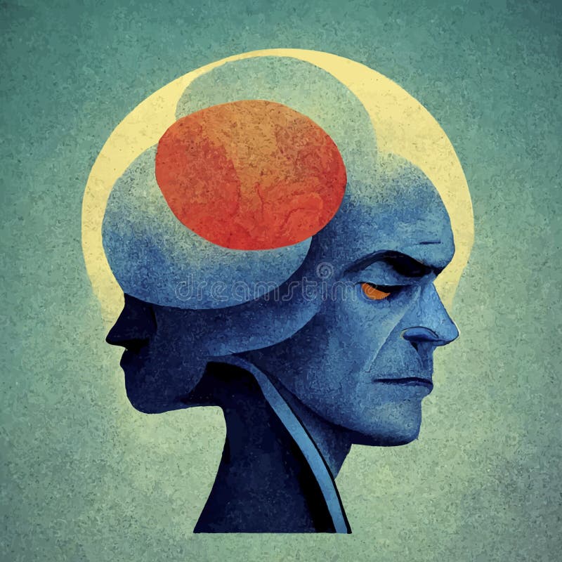 Illustration of the Human Brain. Blue 2d Illustration of the Human ...