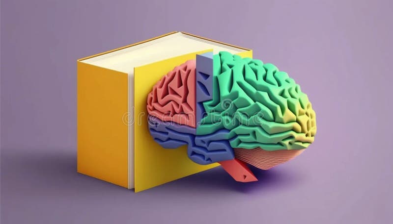 Illustration of a Human Brain and a Book. Idea Concept Stock ...