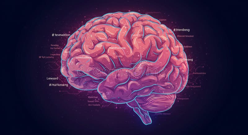 Illustration of a Human Brain with Detailed Anatomical Structures ...