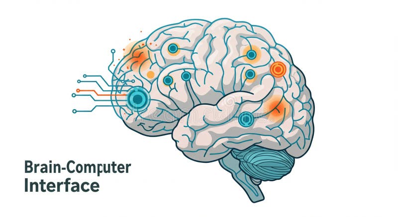 Illustration of a Human Brain with Interconnected Neural Pathways ...