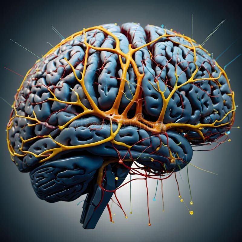 Illustration of Human Brain with Neural Connections Highlighted for ...