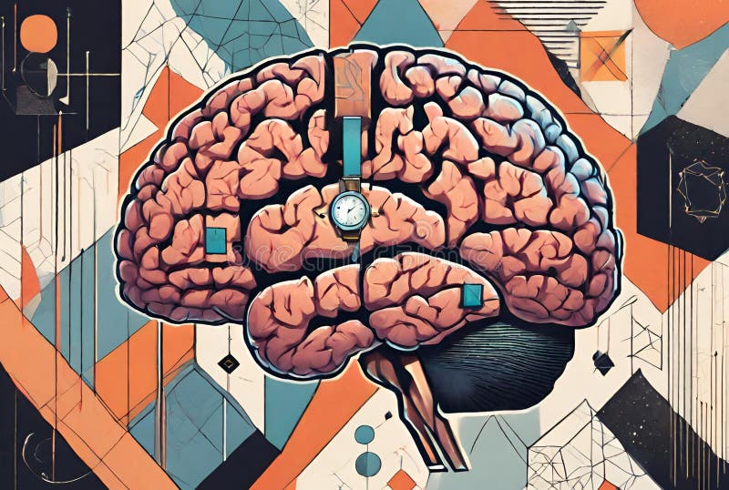 Modern Human Brain Illustration with Abstract Unique Background Stock ...