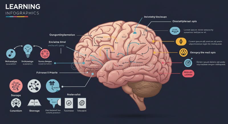 Illustration of a Human Brain Used for Educational Purposes, with ...