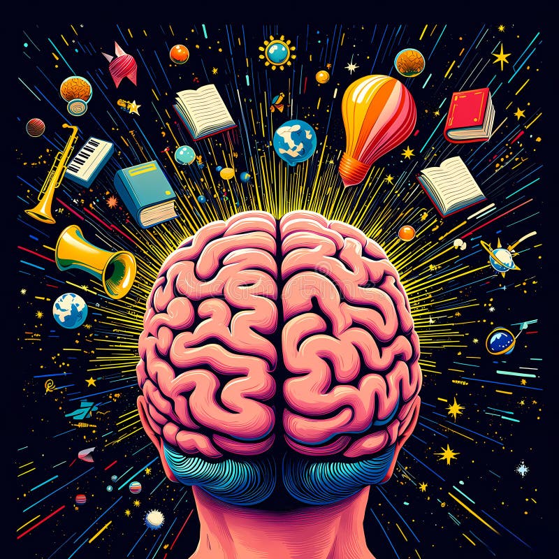An Illustration of Human Brain with Variety of Thoughts, Ideas and ...