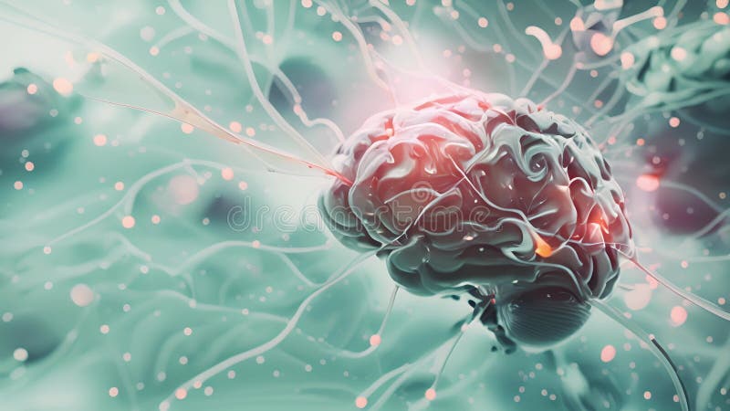 An Illustration of a Human Brain with Wires Connecting To a Digital ...