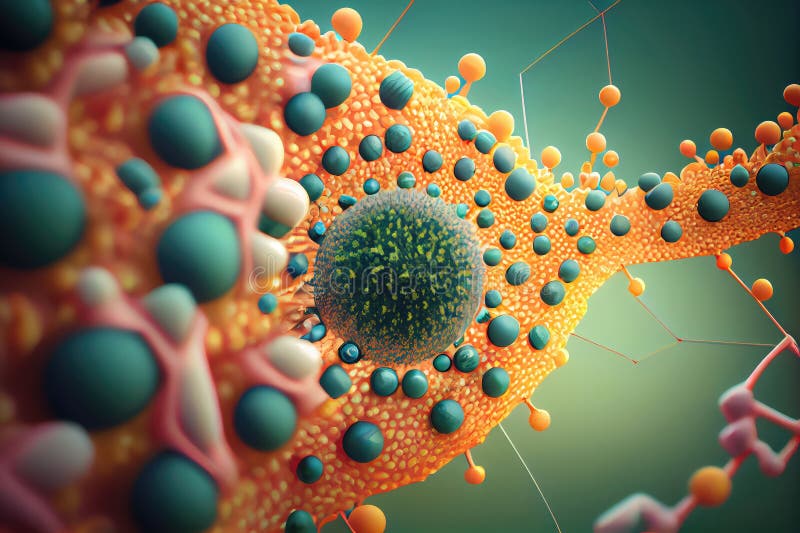 Illustration of Human Cells, Orange and Green Cell Structure Stock ...