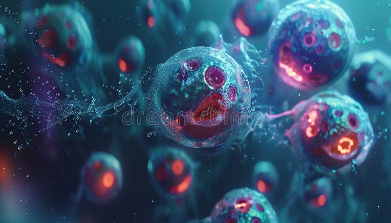 Illustration of Human Cells Under a Microscope Stock Illustration ...