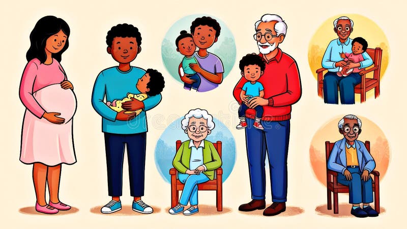 Circle of Life Journey of Generations Stock Illustration - Illustration ...