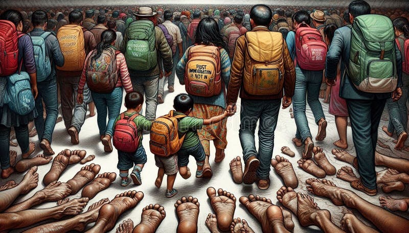Illustration of the Human Face of Migration, Compassion, Solidarity for ...