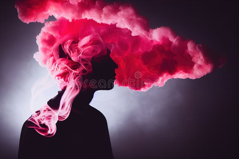 Illustration of a Human Face Surrounded by Smoke Stock Illustration ...
