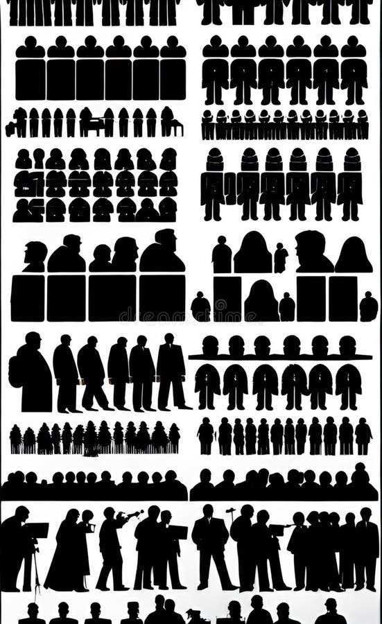 Figures, Silhouettes of People on a Light Background Stock Illustration ...