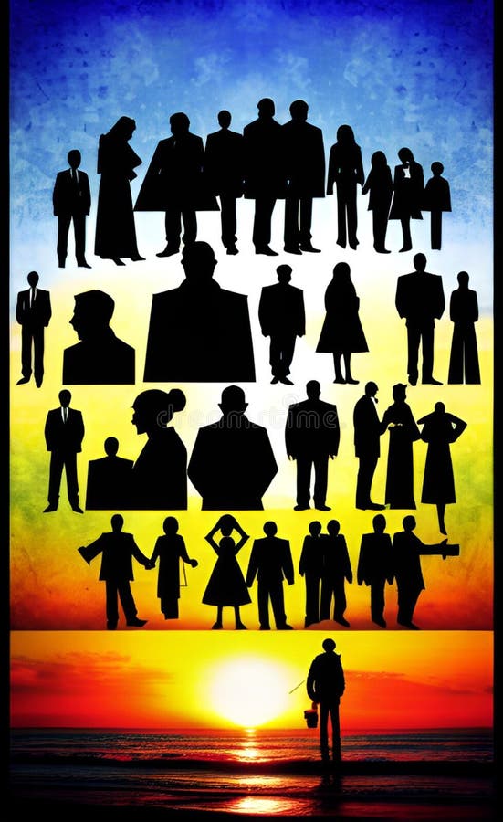 Figures, Silhouettes of People on a Light Background Stock Illustration ...