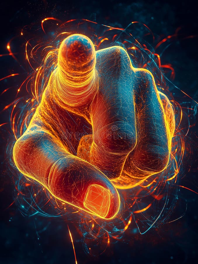 Illustration of the Human Hand Pointing with Index Finger, Modern ...