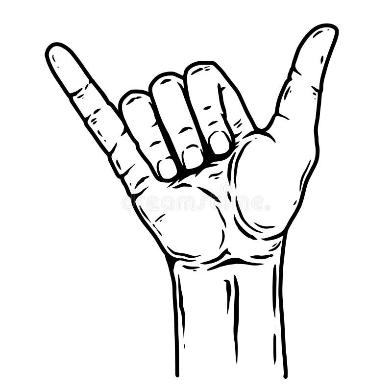 Illustration of Human Hand with Shaka Sign. Design Element for Poster ...