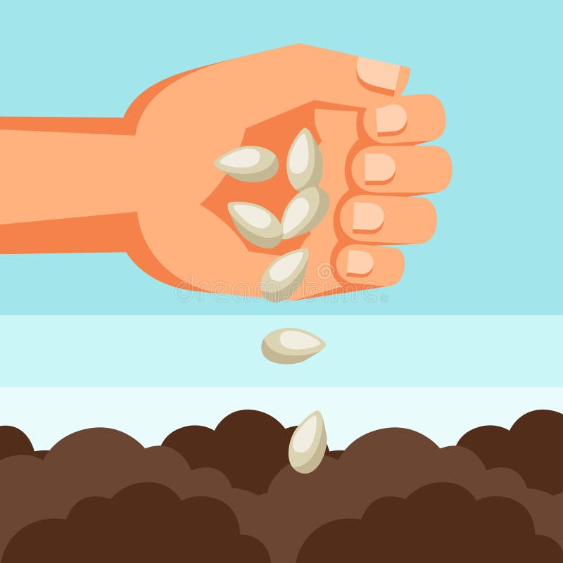 Hand Sows Seeds. Hand and Seeds, Vector Icon Stock Vector ...