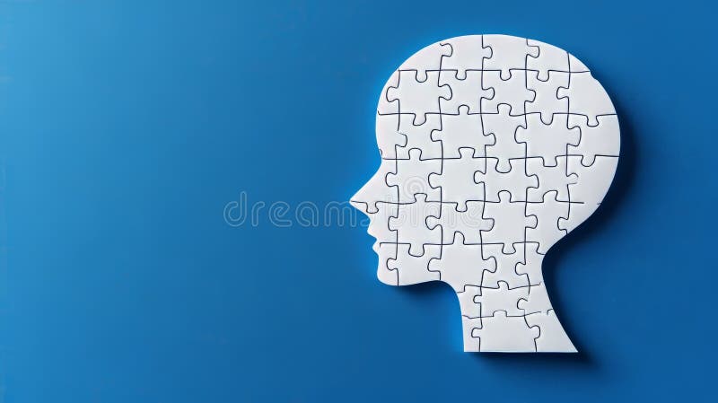 An Illustration of a Human Head As a Puzzle with Pieces Missing, Set ...