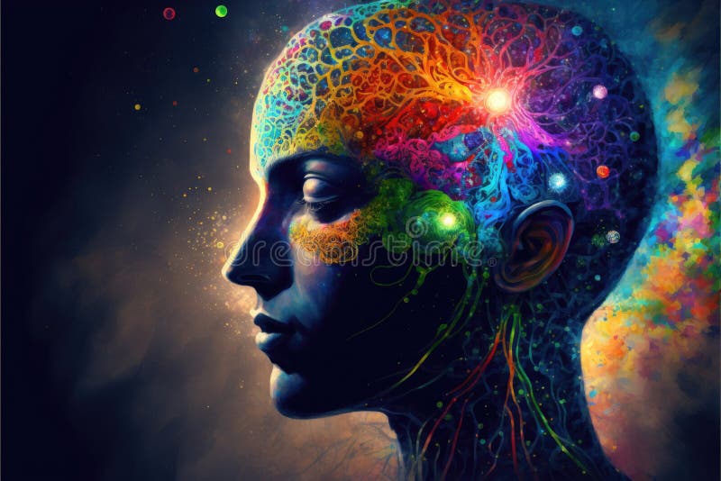 Illustration of a Human Head and Brain. Thinking Concept. Neurological ...