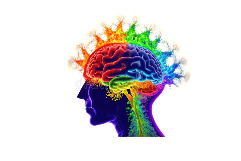 Illustration of a Human Head and Brain. Thinking Concept. Neurological ...