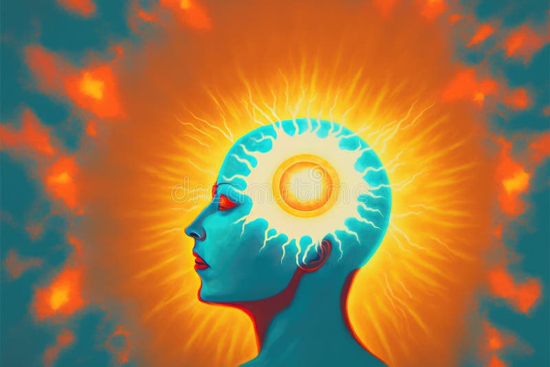 Illustration of a Human Head and Brain. Thinking Concept. Neurological ...