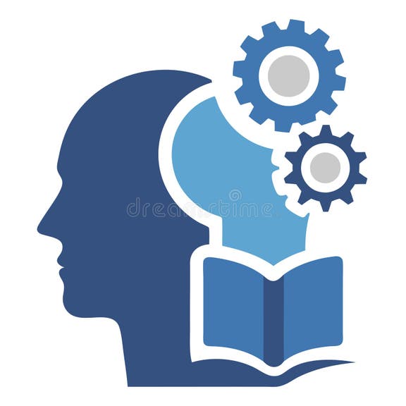 Knowledge Process: Head with Gears and Book Representing Learning and ...