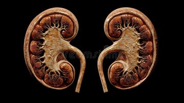 Illustration of Human Kidneys with Detailed Nephron Structures – High ...
