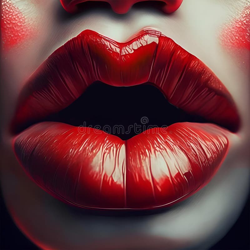 Illustration of Human Lips Close-up Stock Illustration - Illustration ...