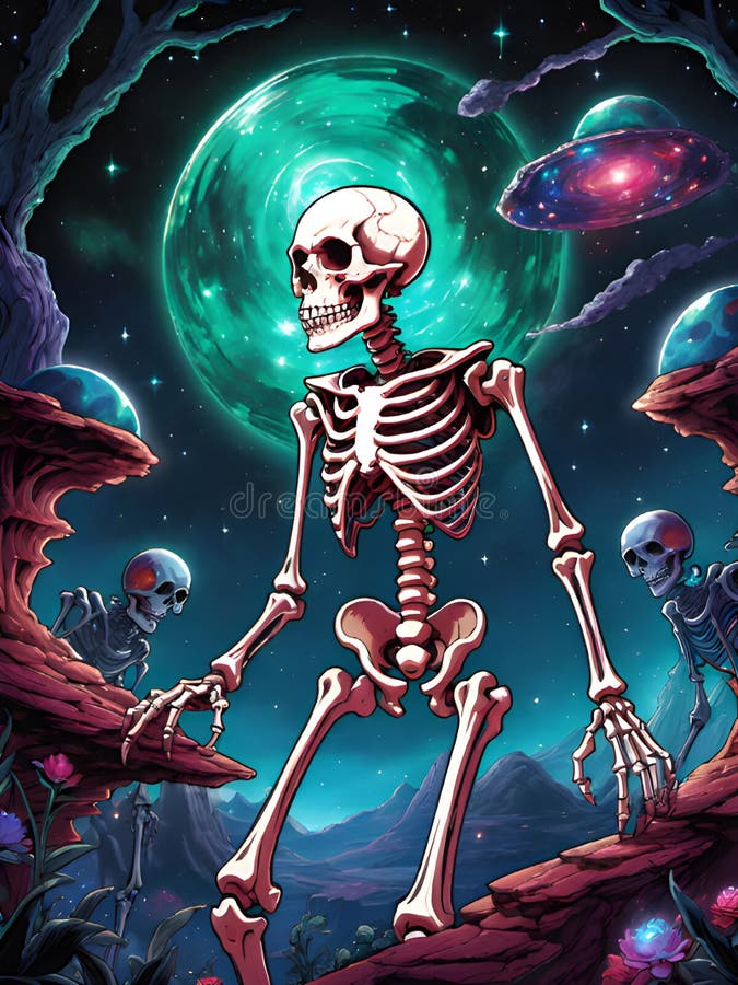 Illustration of the Human Skull with Space Background Stock ...