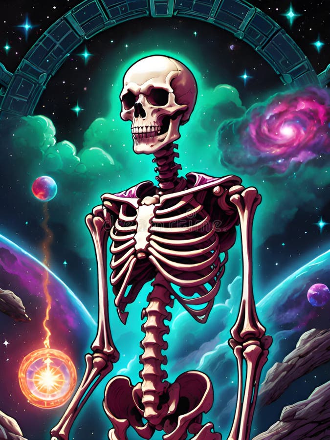 Illustration of the Human Skull with Space Background Stock ...