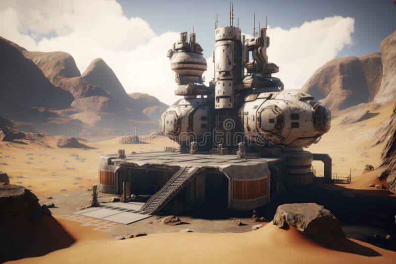Illustration, a Human Space Base on an Unknown Planet, Generative Ai ...
