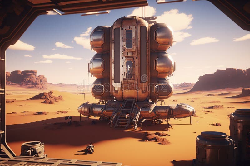 Illustration, a Human Space Base on an Unknown Planet, Generative Ai ...