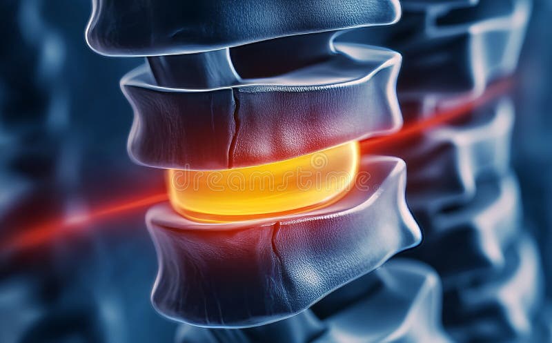 Illustration of Human Spine Disc Degeneration - Spinal Problems - in 3D ...