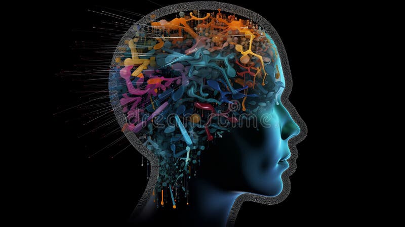 Illustration of the Human Thought Process, Head, Brain Stock ...