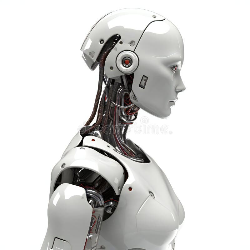 Humanoid Robot Isolated on White Background Stock Illustration ...