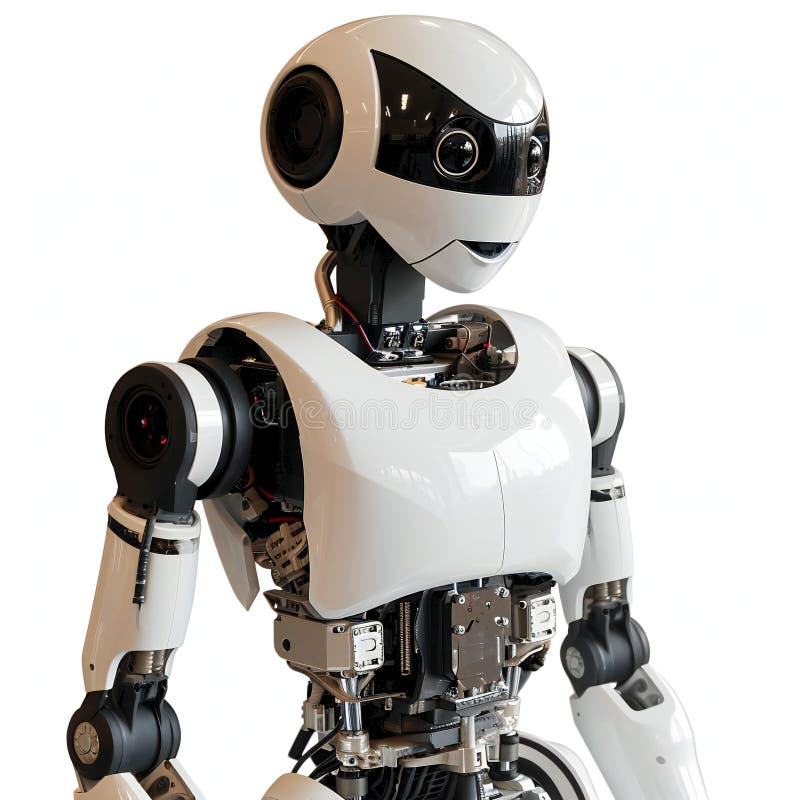 Humanoid Robot Isolated on White Background Stock Illustration ...
